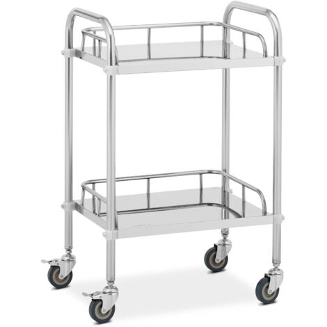 Laboratory Trolley Stainless Steel Storage Trolley 2 Shelves 20 kg Brakes