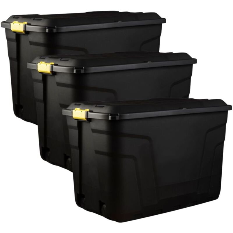 Set of Heavy Duty Storage Wheeled Boxes - Lockable Waterproof Storage 3 ...
