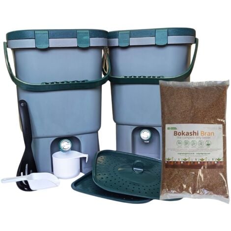 15L Double Bokashi Compost Bin Kit and Accessories + 1kg Bran