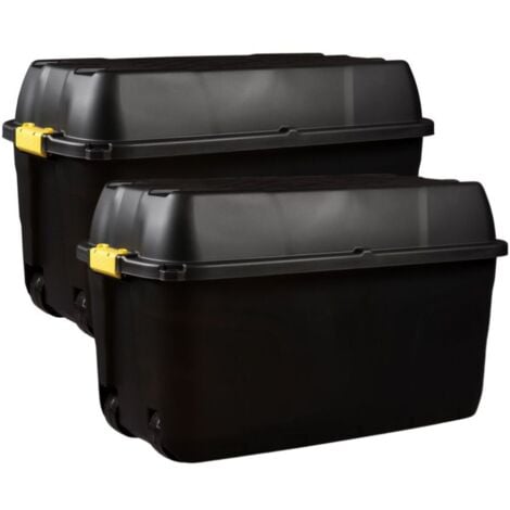 Set of Heavy Duty Storage Wheeled Boxes - Lockable Waterproof Storage 2 ...