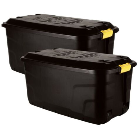 Set of Heavy Duty Storage Wheeled Boxes - Lockable Waterproof Storage 2 ...