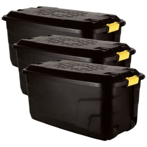 Set of Heavy Duty Storage Wheeled Boxes - Lockable Waterproof Storage 3 ...