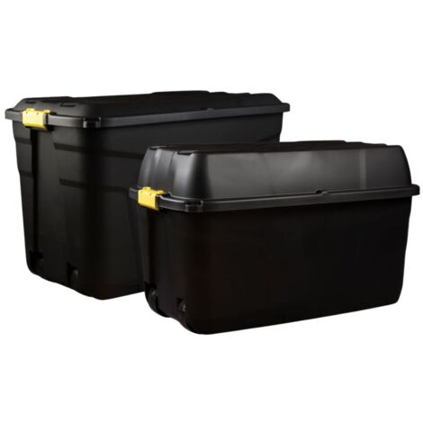Set of Heavy Duty Storage Wheeled Boxes - Lockable Waterproof Storage ...