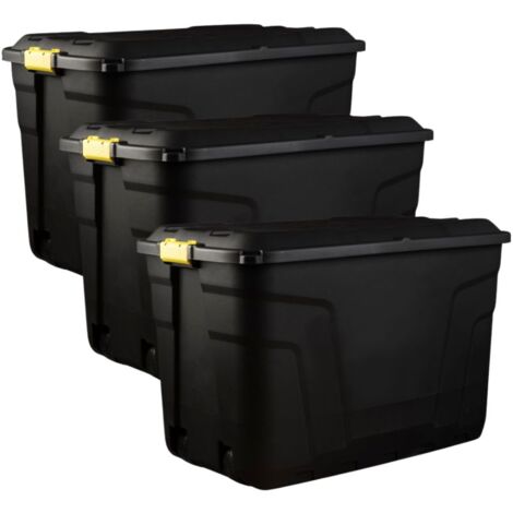Set of Heavy Duty Storage Wheeled Boxes - Lockable Waterproof Storage 3 ...