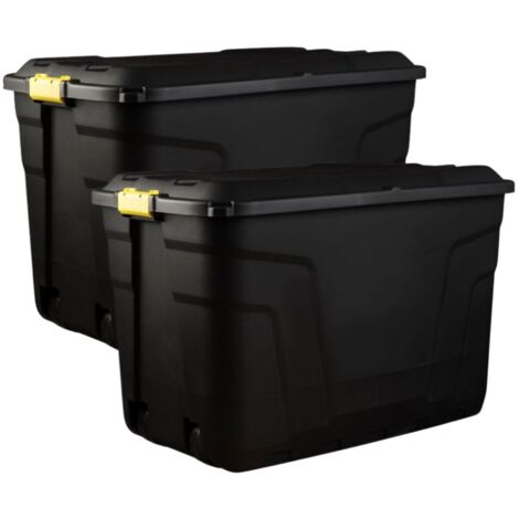 Set of Heavy Duty Storage Wheeled Boxes - Lockable Waterproof Storage 2 ...