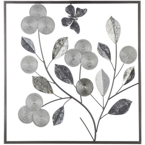Wanddekoration silber metall 50 x 50 cm atmosphera