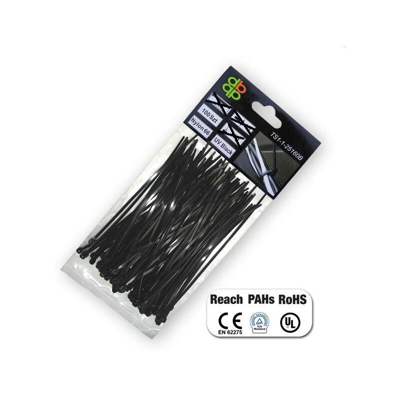 Bradas TS1176400B presilla Negro 100 pieza(s)