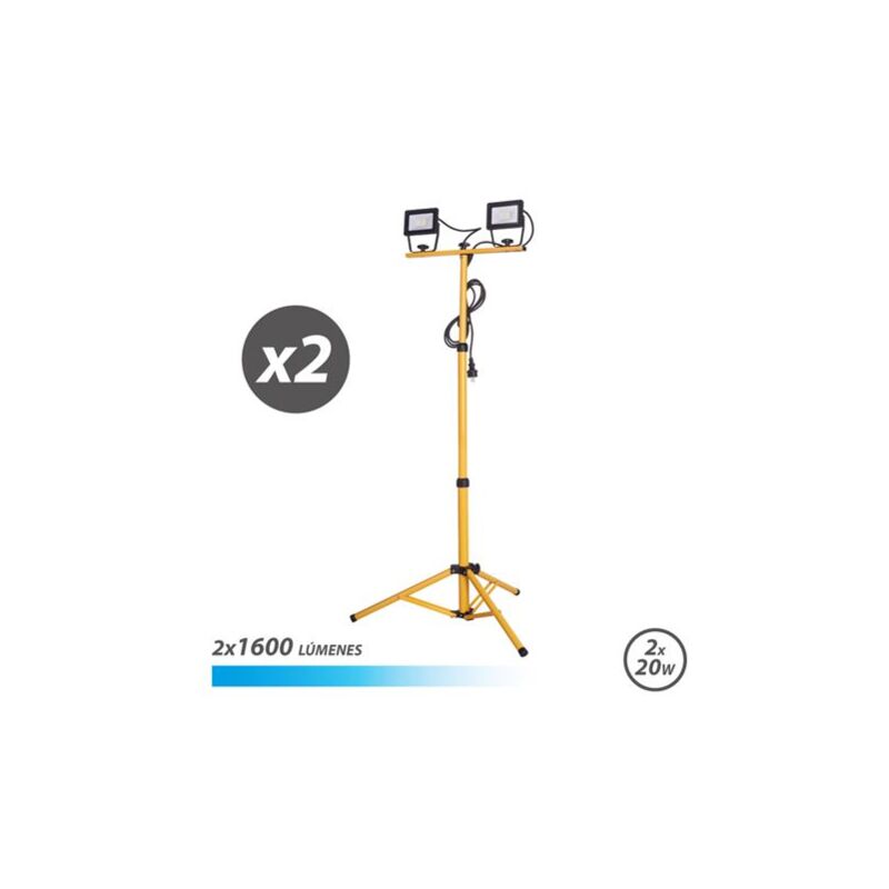 Elbat foco led con tripode 2 x 20w - 1600 lumenes - 6500k luz fria ...