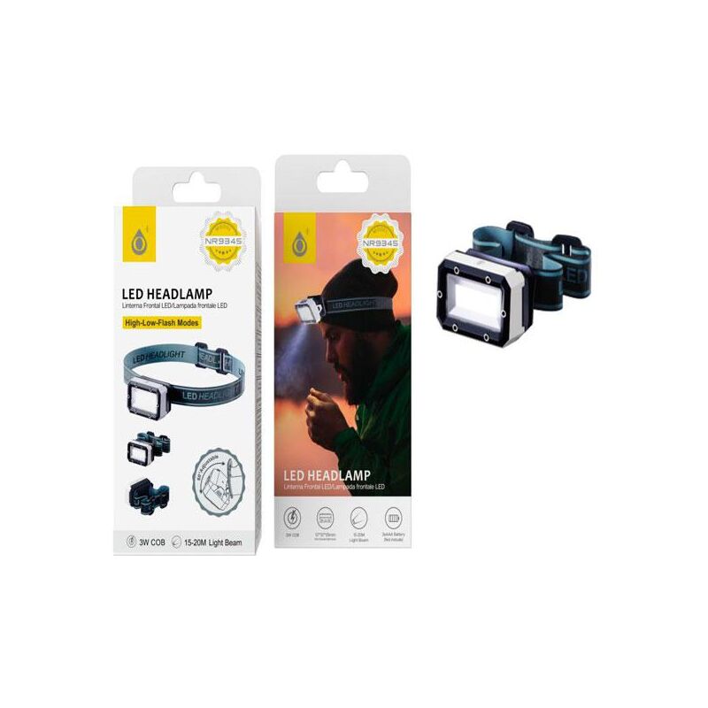 Linterna frontal led 3w nr9345 / 60º / 3 modos de luz / bateria 3aaa / negro / 2903451