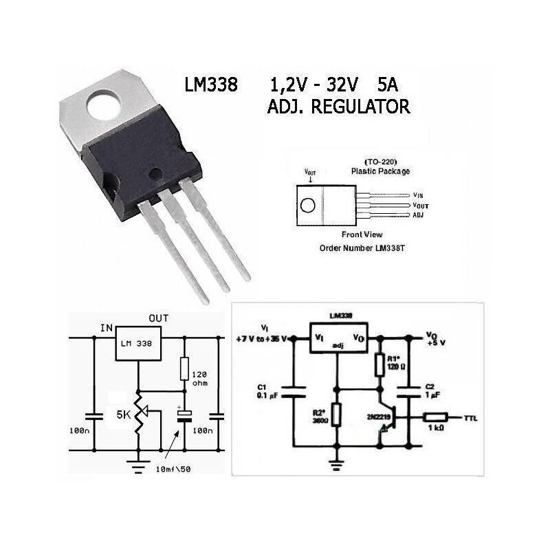 LM338T Circuito Integrado Regulador 1.2-37V 5Amp TO220