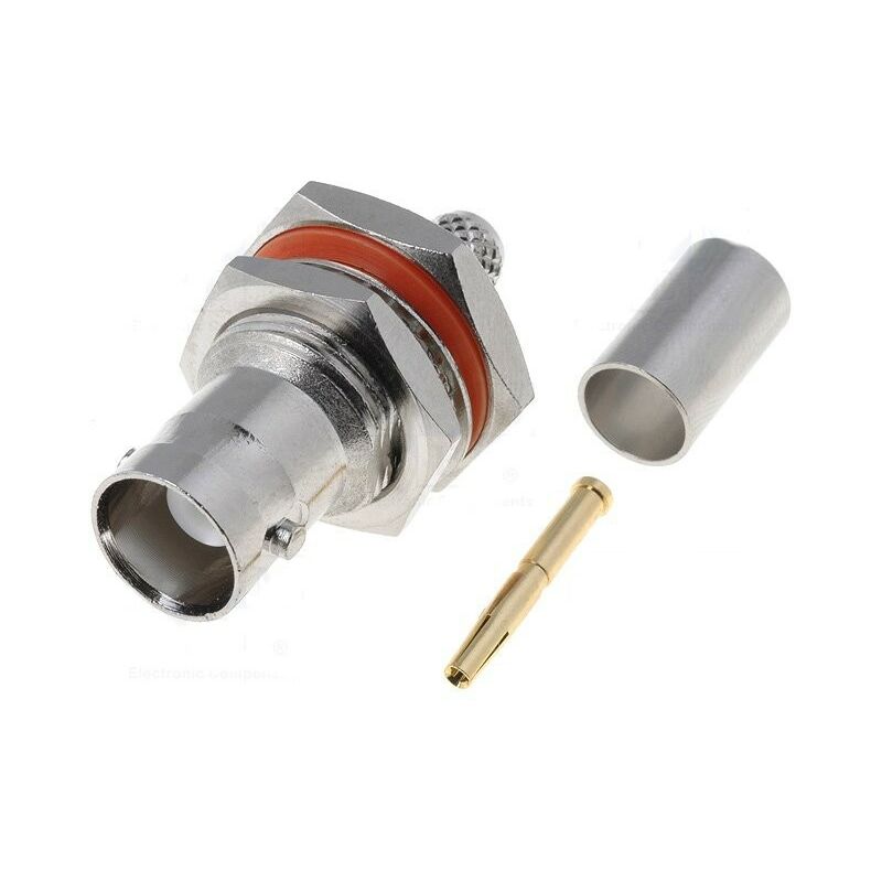 Conector Bnc Hembra Chasis Crimpar Rg59