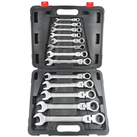 Juego de llaves combinadas con carraca y articulación, 13 piezas, ideal para mecánica y ...