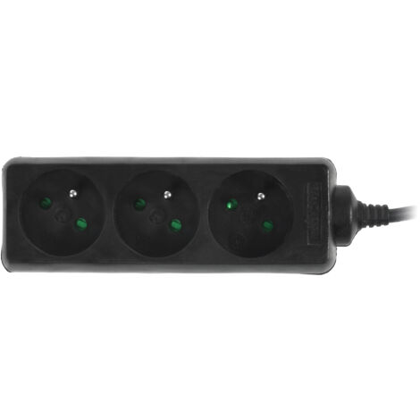 Extensión doméstica negra Awtools, modelo 3-gniazdos 1,5m con conexión ...