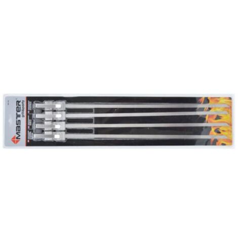 Pinchos para brochetas 43 cm, Master Grill, set de 4 unidades, acero ...