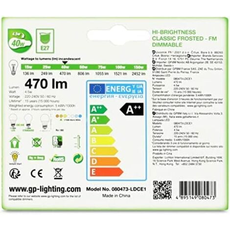 Gp - led lamp gp 080473 e27 a60 classic frosted dim 5,4 ...