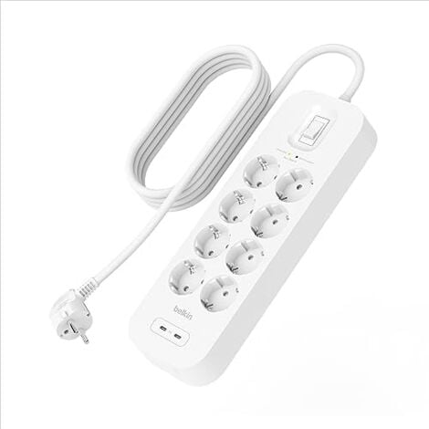 Belkin Regleta Enchufe USB con protección contra sobretensiones de 8 enchufes CA, Montaje en ...