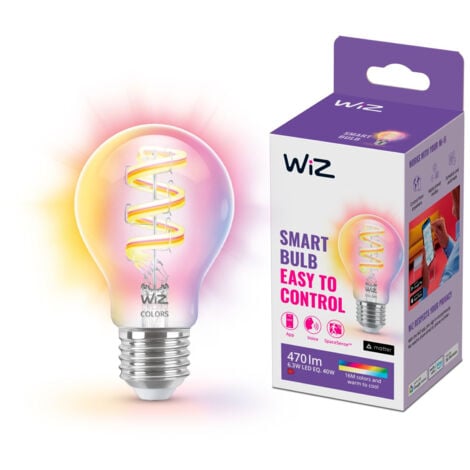 WiZ - Bombilla LED inteligente E27 ST64, con filamento transparente 6 ...