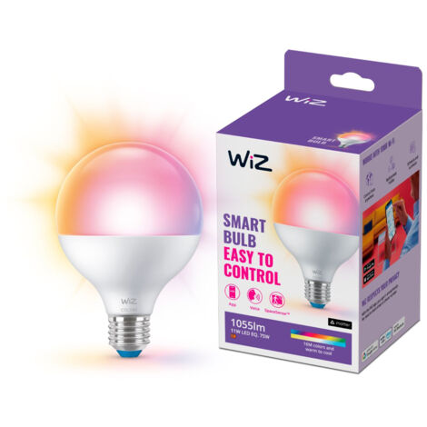 WiZ Bombilla LED inteligente - Luz blanca y coloreada - E27-75 W - G95 ...