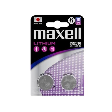 Maxell pack de 2 pilas litio de boton cr2016 3v