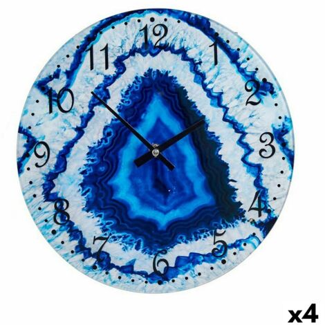Gift Decor Reloj de Pared Mármol Azul Cristal 30 x 4 x 30 cm (4 Unidades)