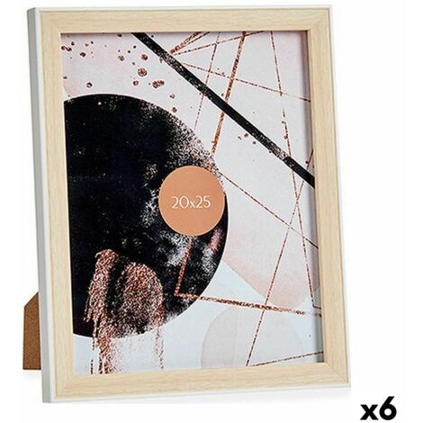 Marco de fotos madera marrón blanco plástico vidrio (22,6 x 2 x 27,6 cm ...