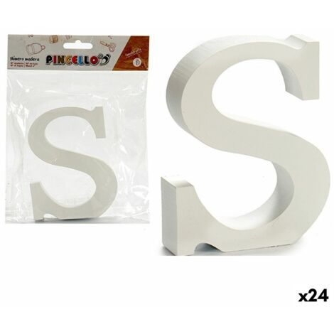 Letra s blanco madera 2 x 16 x 14,5 cm (24 unidades)
