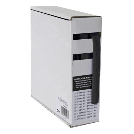 Veleman ST120BK-BX 145981 - Tubo termorretráctil (12 mm, 8 m), color negro
