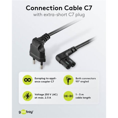 Goobay 73019 cable de transmisión Negro 2 m CEE7/16