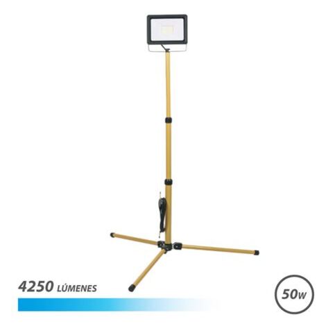 Elbat foco led con tripode 50w - 4250 lumenes - 6500k luz fria - cable ...