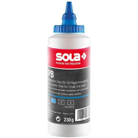 Sola, modelo CPB 230, Polvo de tiza azul para cordeles de trazado, 230 g, alta visibilidad y ...