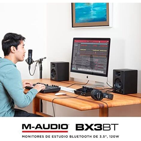 M-AUDIO BX3 BT Par 3.5" 120W Monitores de Estudio, Altavoces Autoamplificados Bluetooth para PC ...