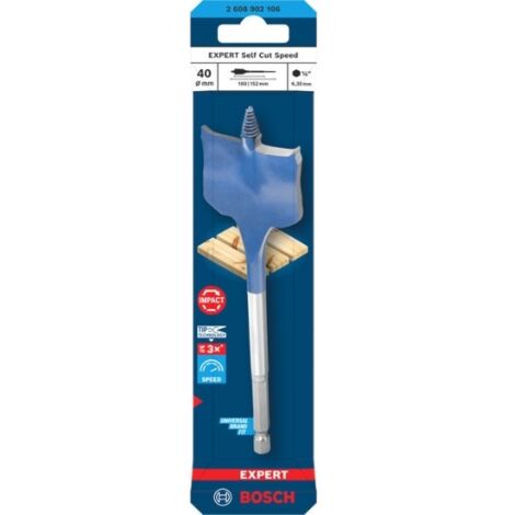 Bosch 1x Brocas fresadoras planas EXPERT Self Cut Speed (para Madera ...
