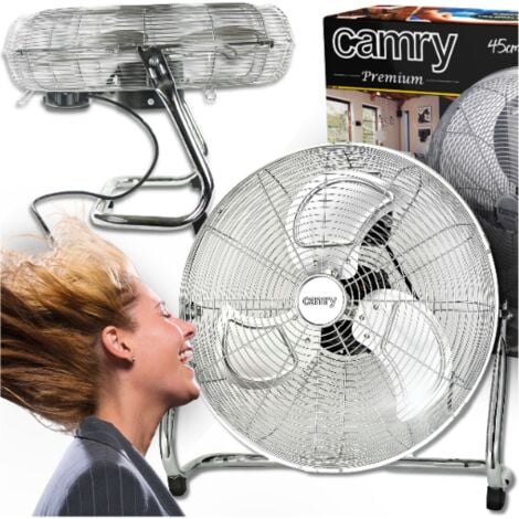 Camry CR 7306 Ventilador de Pie, Acero Inoxidable, Potente, 200W, 3 Velocidades