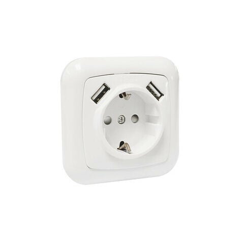 Base Schuko Empotrar Con 2 Tomas USB