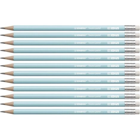 Stabilo lapiz grafito con goma swano pastel azul -12u-