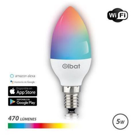 Elbat Bombilla LED Vela Smart Wi-Fi C37 E14 5W 470lm RGB - Temperatura 2700K a los 6000K ...