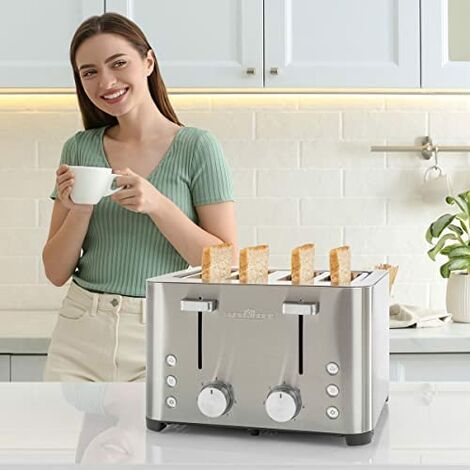 Profi Cook PC-TA 1252 Toaster con Brötchenaufsatz acero fino