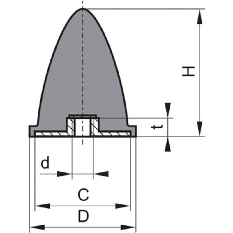 Gummi-Metall-Puffer parabelförmig Typ E D20xH24 M6 NR55