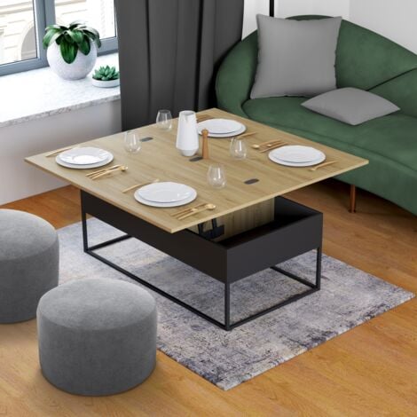 Mesa de centro rectangular convertible en mesa de comedor de diseño industrial BOSTON