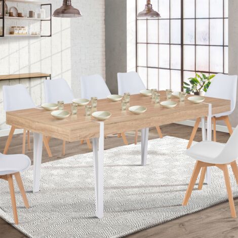 Mesa de comedor AUSTRIA 10 plazas con patas blancas 200 cm