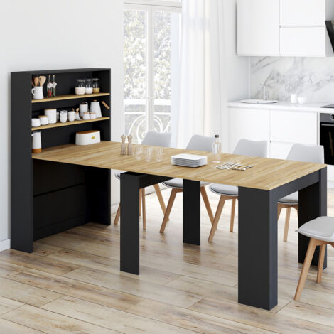 ORLANDO Mesa buffet alta extensible para 8 personas en madera y negro ...