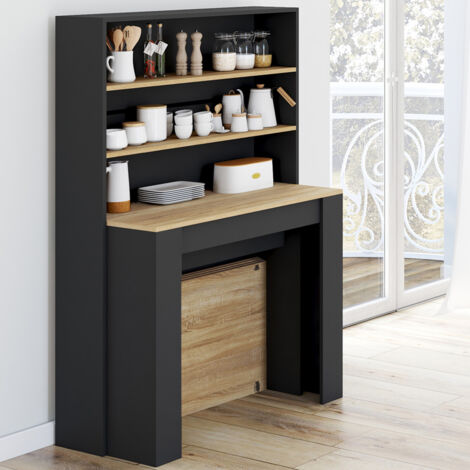 ORLANDO Mesa buffet alta extensible para 8 personas en madera y negro ...
