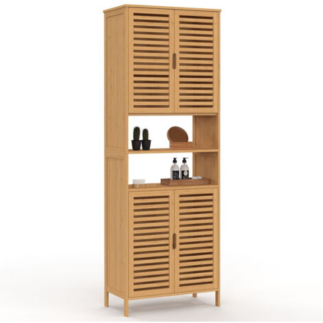 Mueble de baño de bambú BEA con 4 puertas y 2 nichos