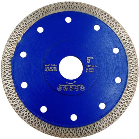 Disco da taglio diamantato 125 mm con lama turbo X Mesh per piastrelle marmo granito ceramica