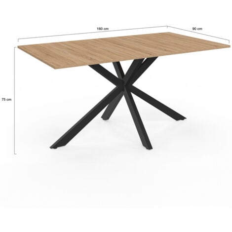 Tavolo da pranzo rettangolare ALIX per 8 persone con gambe a ragno nere ...