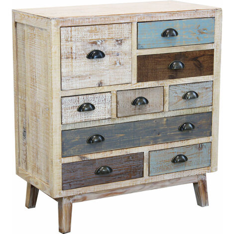 Mobile in legno con 9 cassetti colorati 80x39xH88 cm BRADLEY