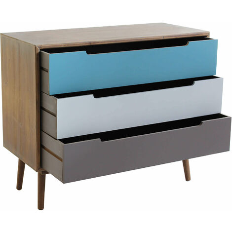 Mobile in legno di pino con 3 cassetti colorati BILBAO