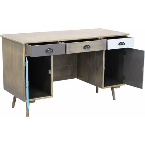 Scrivania in legno con 3 cassetti colorati e 2 ante BREMER