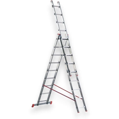 Scala tripla alta multiuso in alluminio a tre elementi 7+7+7 gradini ...