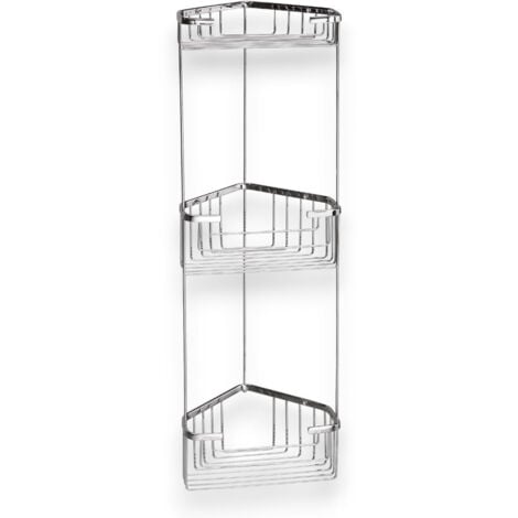 Angoliera doccia 3 ripiani in acciaio inox cromato per bagno